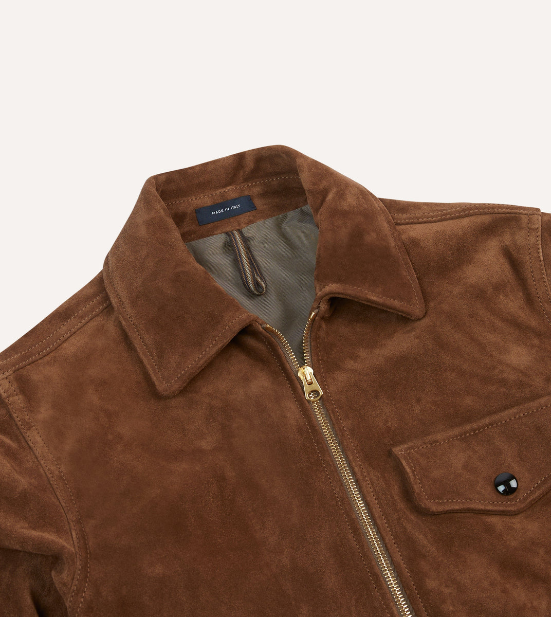 Tobacco Heavyweight Suede A-2 Bomber Jacket – Drakes