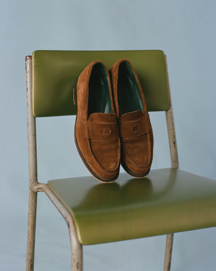 Snuff Suede Charles Goodyear Welted Penny Loafer – Drakes