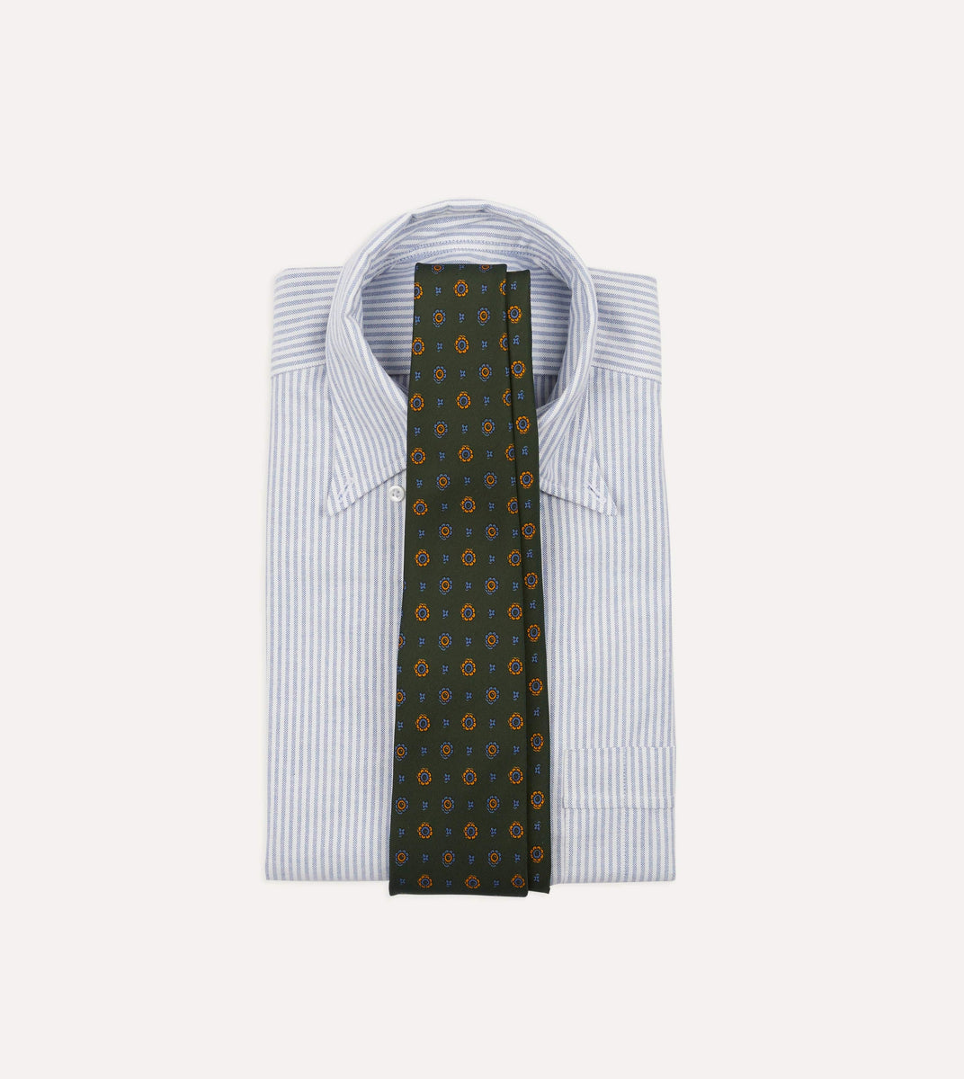 Green Medallion Print 36oz Madder Silk Self Tipped Tie – Drakes