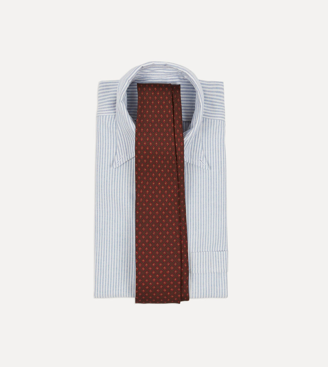 Brown Micro Geometric Print Silk Twill Self Tipped Tie – Drakes