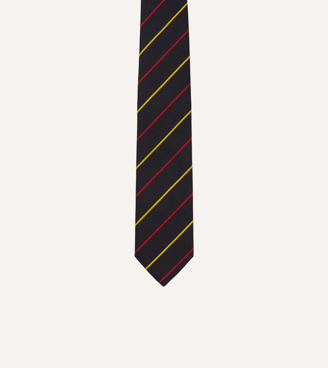 Navy, Red and Yellow Fine Stripe Mogador Silk Tipped Tie – Drakes