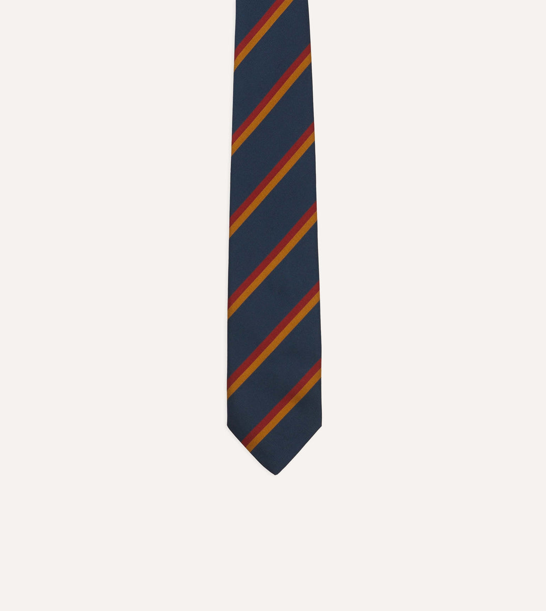 Navy, Red and Gold Stripe Mogador Cotton-Silk Tipped Tie – Drakes