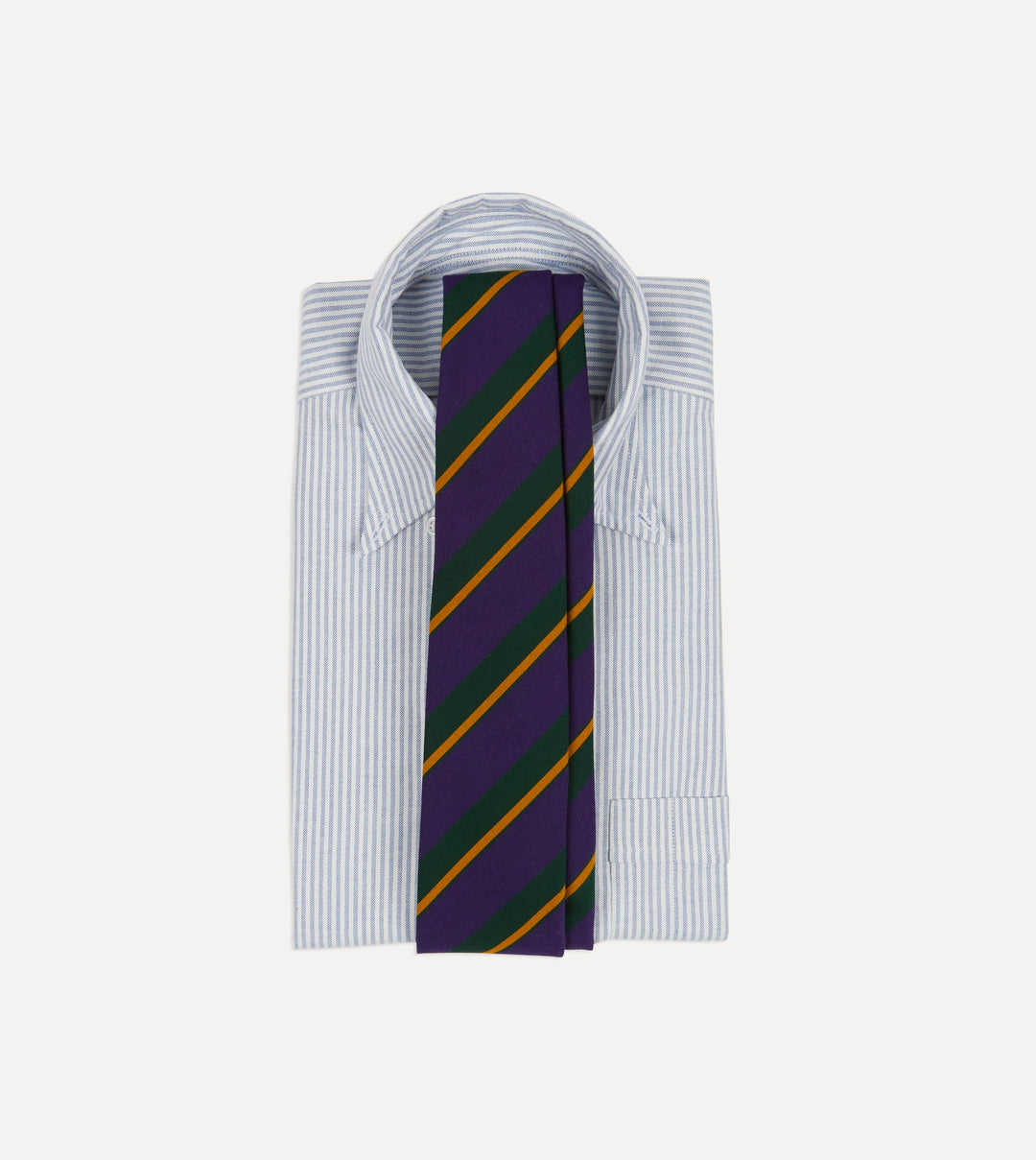 Navy Multicoloured Stripe Repp Wool Cotton Hand-Rolled Tie – Drakes
