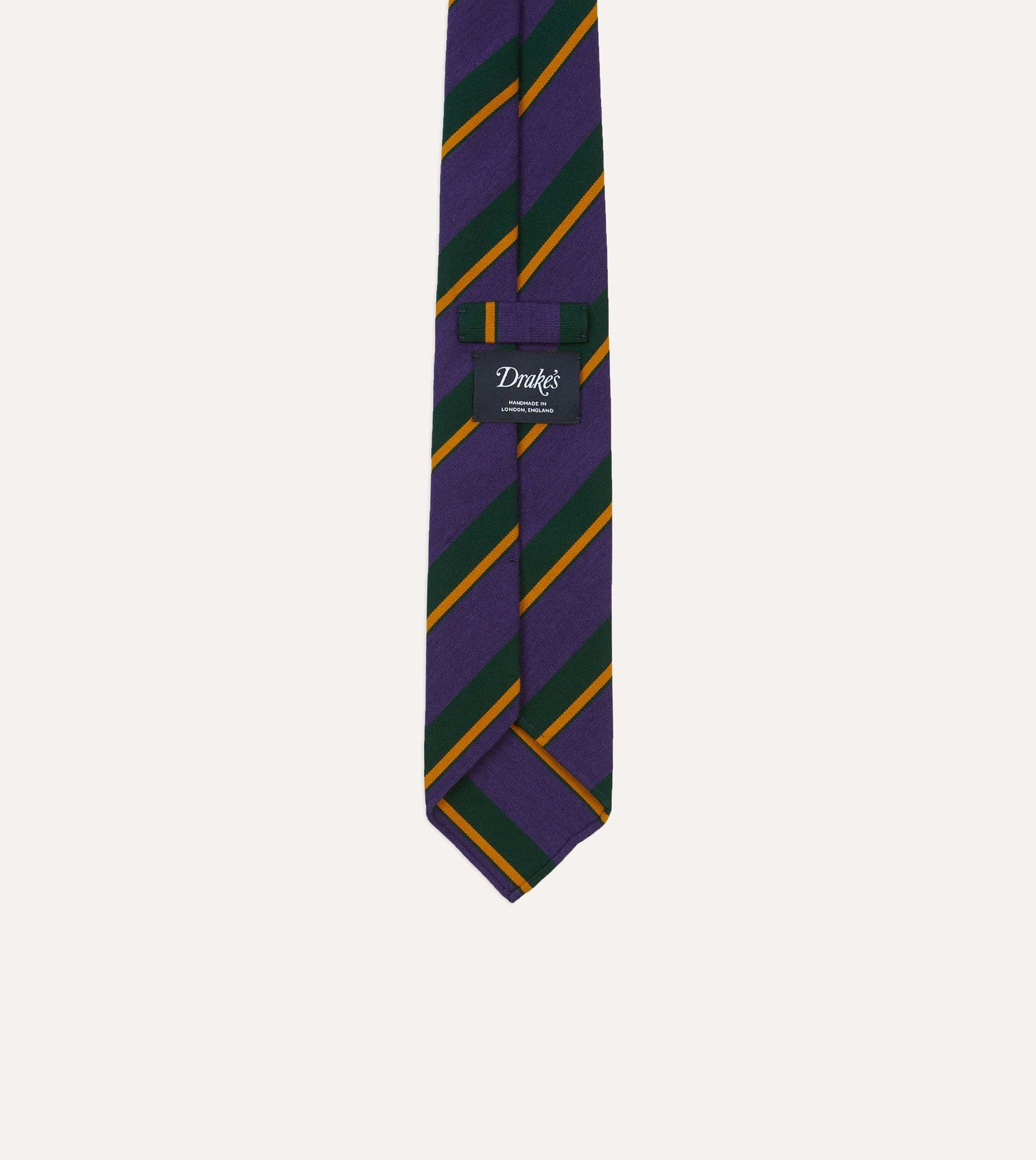 Navy Multicoloured Stripe Repp Wool Cotton Hand-Rolled Tie – Drakes
