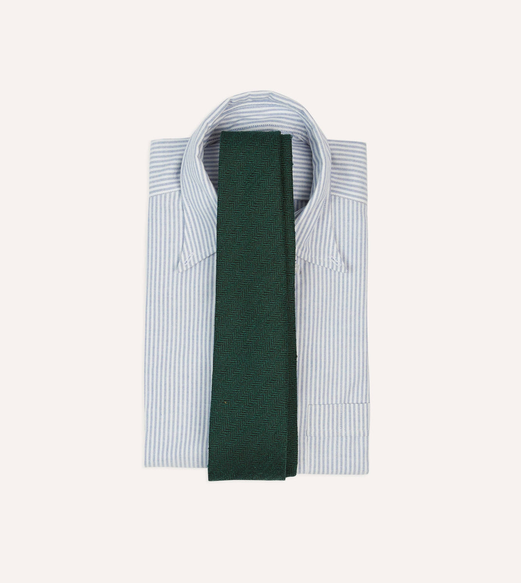 Green Herringbone Shantung Hand Rolled Silk Tie – Drakes
