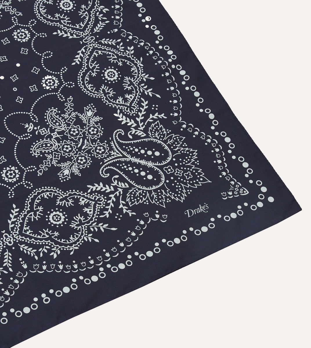 Navy Trad Paisley Print Cotton Bandana – Drakes