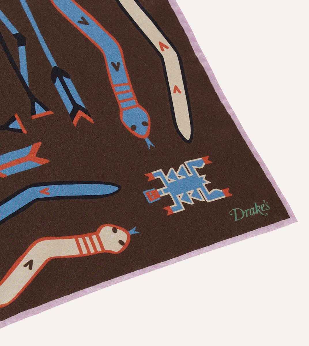 Brown and Pink Tribal Print Silk Pocket Square – Drakes