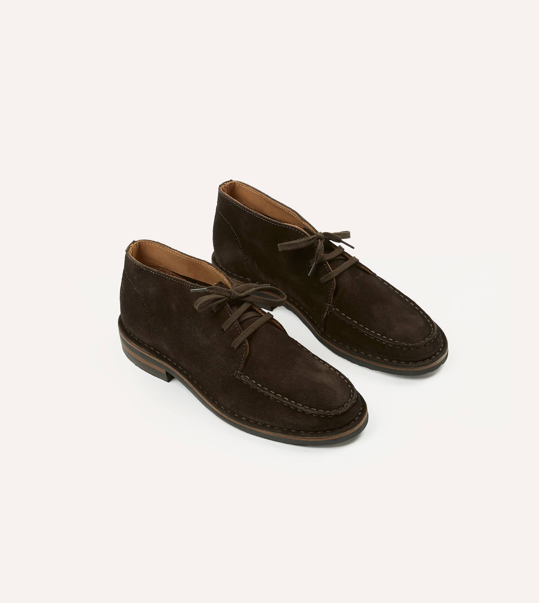Crosby Moc-Toe Chukka Boot Dark Brown Roughout Suede with Rubber Sole ...