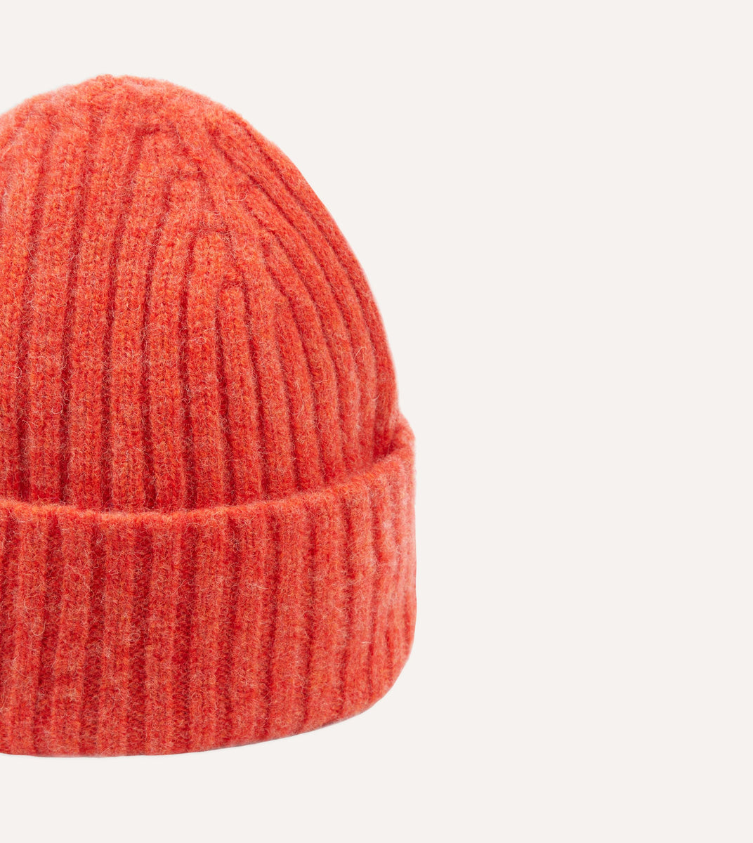 Orange Lambswool Ribbed Knit Cap – Drakes