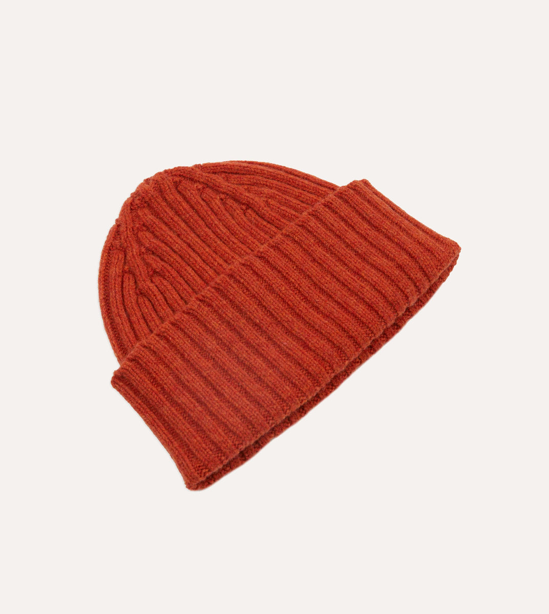 Rust Lambswool Ribbed Knit Cap – Drakes