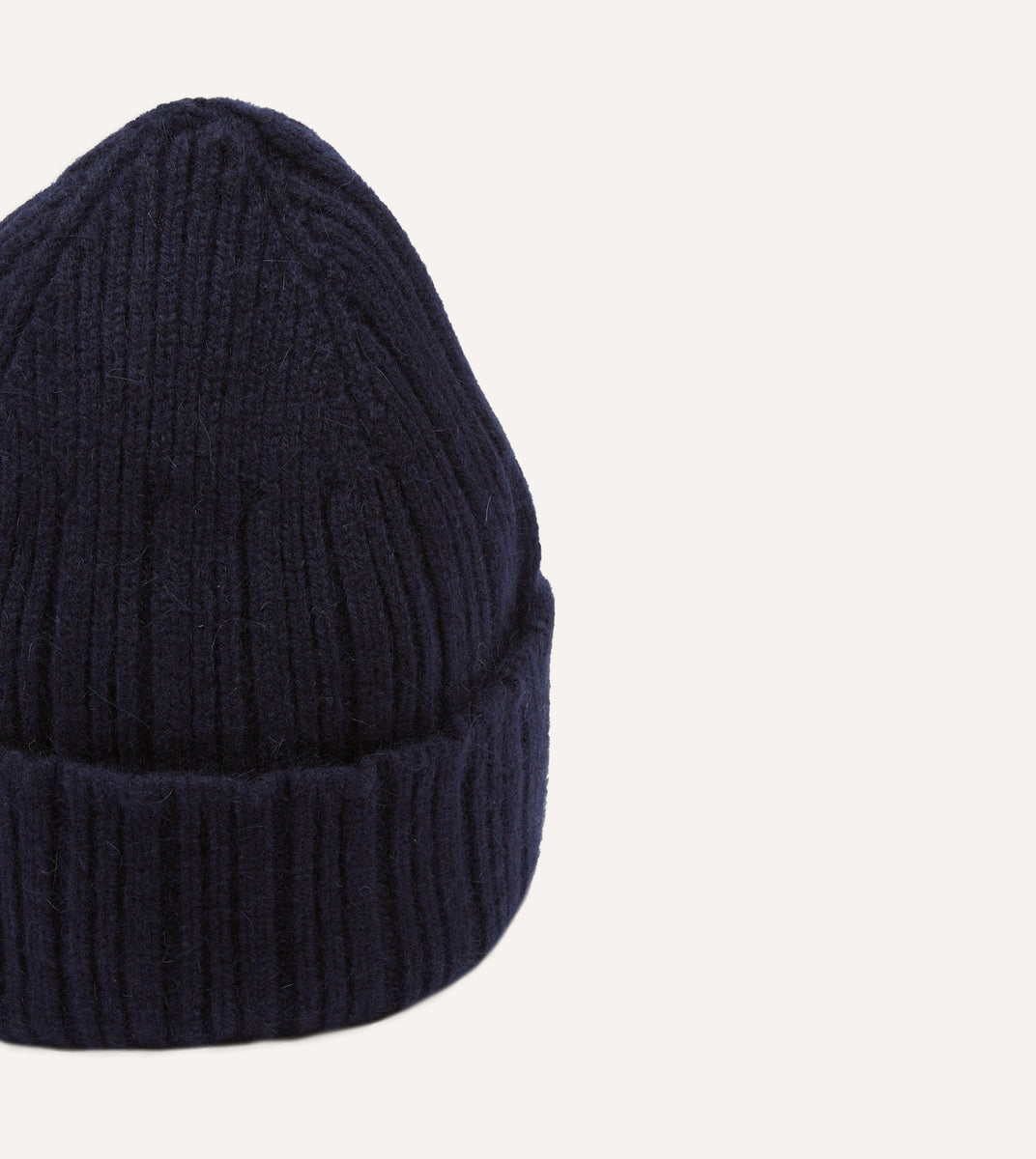 Navy Angora Lambswool Ribbed Knit Cap – Drakes