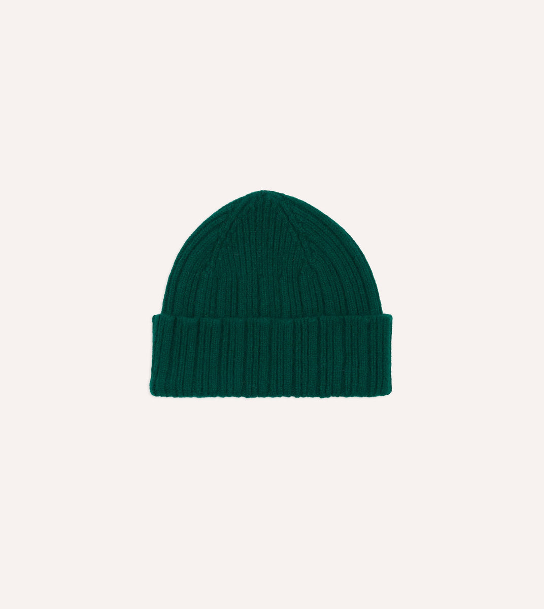 Forest Green Angora Lambswool Ribbed Knit Cap – Drakes