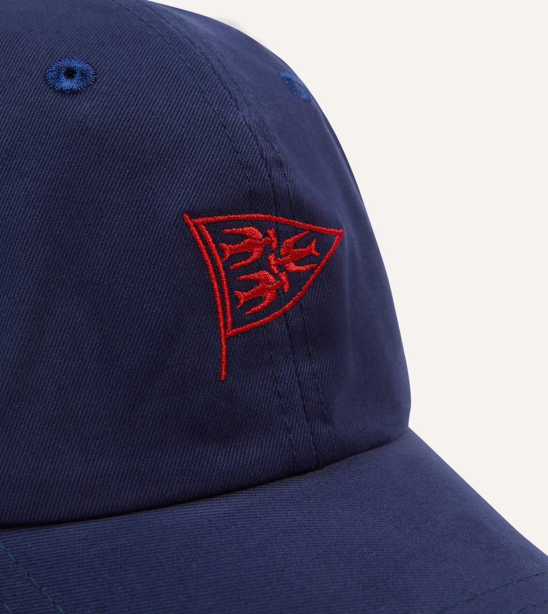 Navy Pigeon Flag Emblem Cotton Twill Baseball Cap – Drakes
