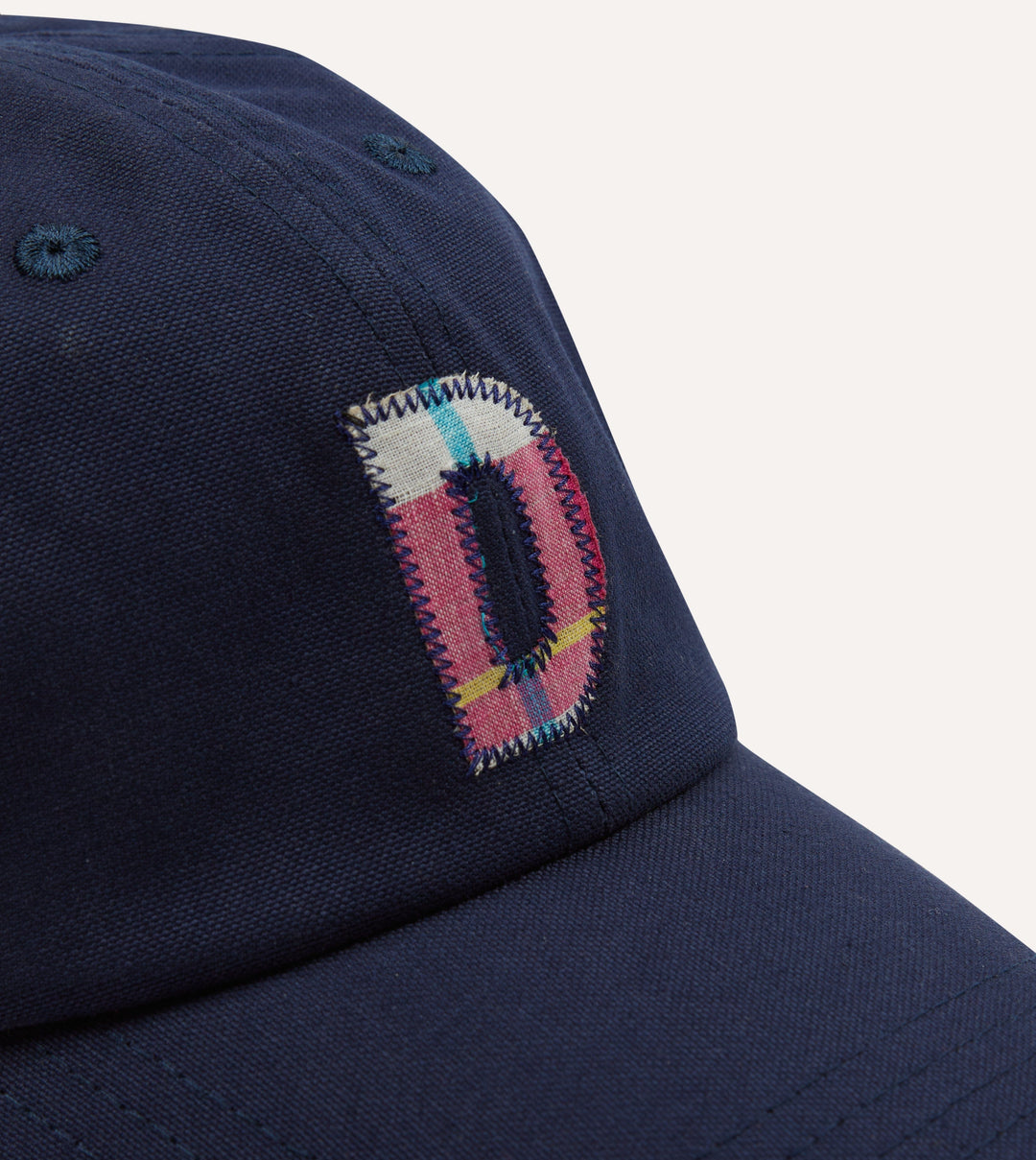 Navy Madras 'D' Appliqué Cotton Twill Baseball Cap – Drakes