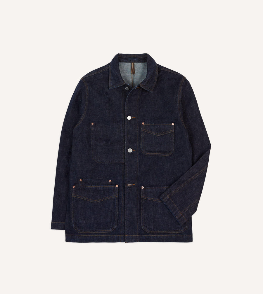 Indigo Rinse Denim Five-Pocket Chore Jacket – Drakes