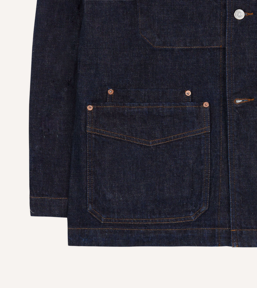 Indigo Rinse Denim Five-Pocket Chore Jacket – Drakes