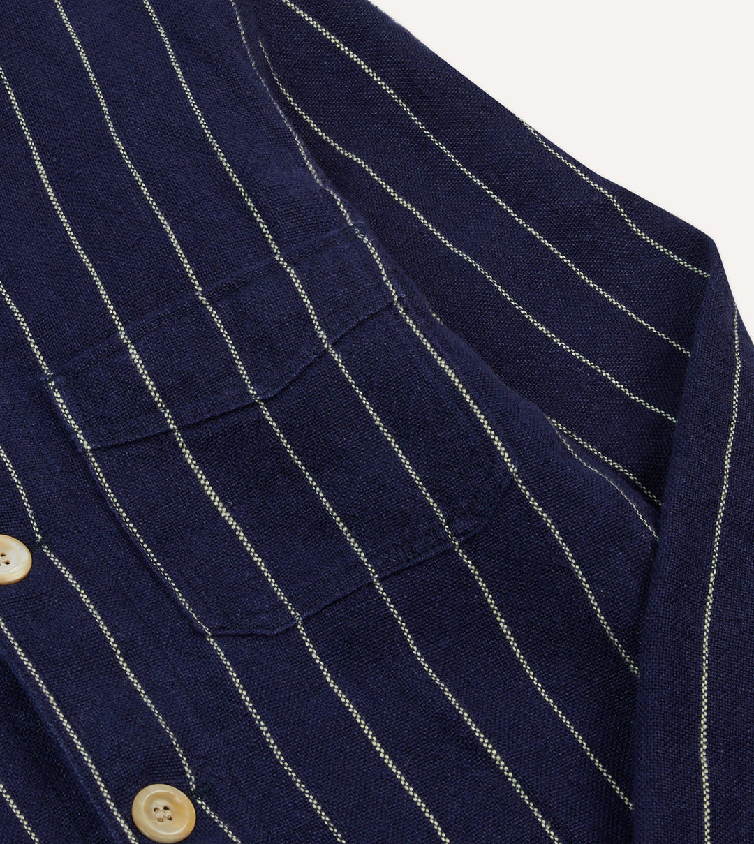 Navy Pinstripe Heavy Linen Five-Pocket Chore Jacket – Drakes