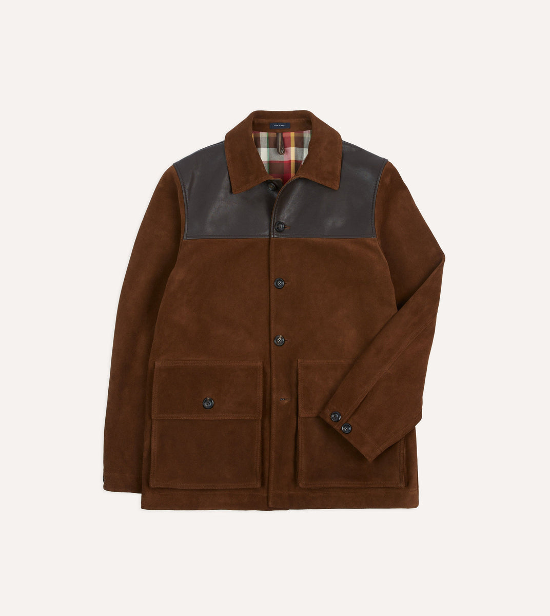 Brown Suede and Leather Donkey Jacket – Drakes
