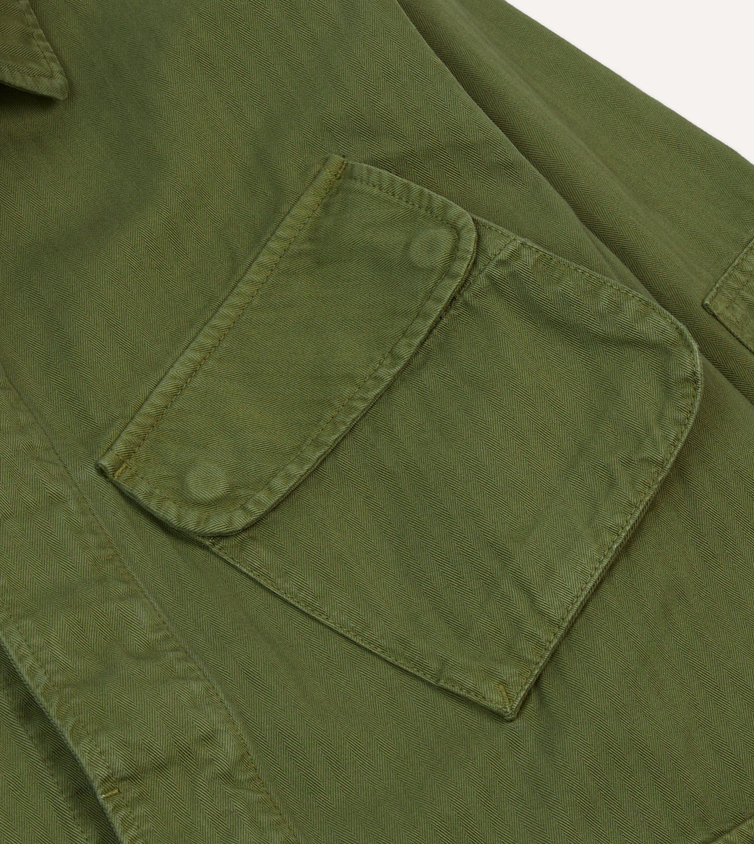 Olive Herringbone Cotton Jungle Jacket – Drakes