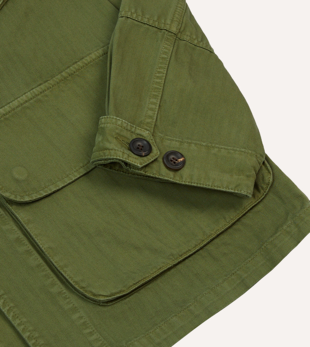 Olive Herringbone Cotton Jungle Jacket – Drakes