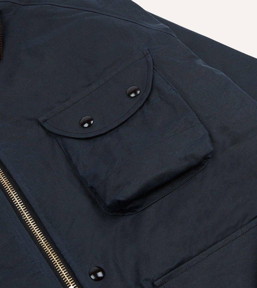 Navy Waxed Coverall Jacket – Drakes
