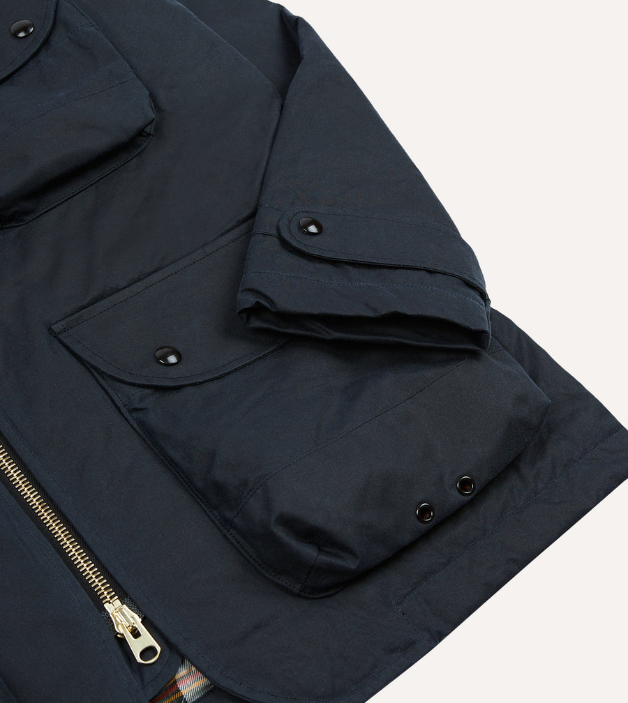 Navy Waxed Coverall Jacket – Drakes