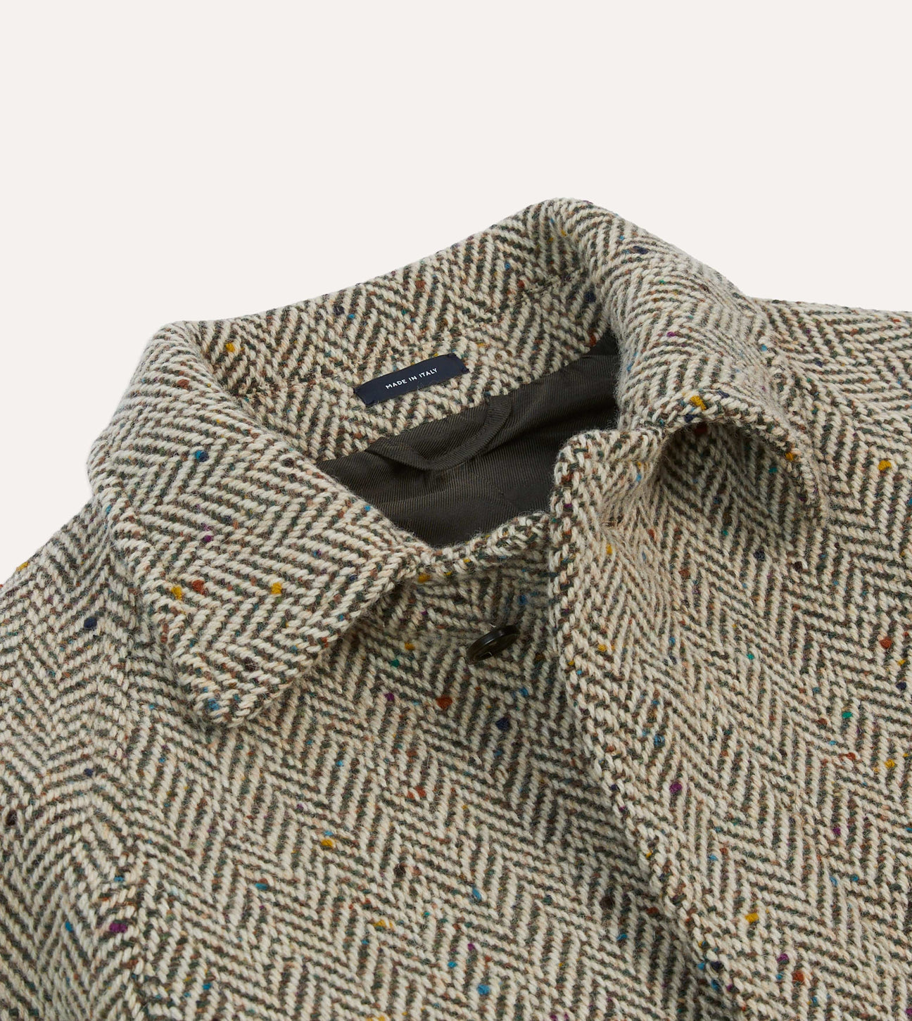 Taupe Herringbone Flecked Wool Raglan Coat – Drakes