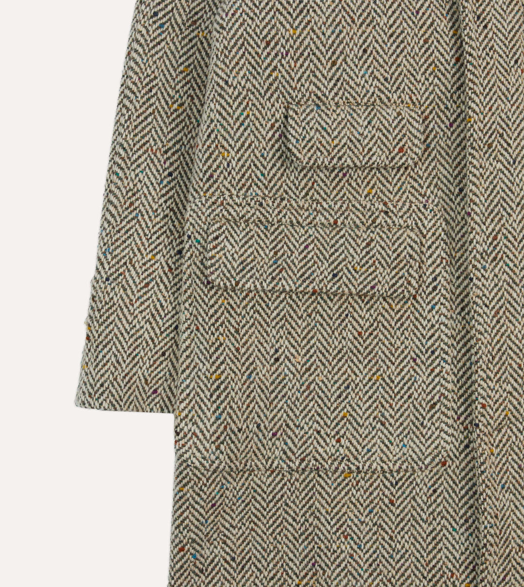 Taupe Herringbone Flecked Wool Raglan Coat – Drakes