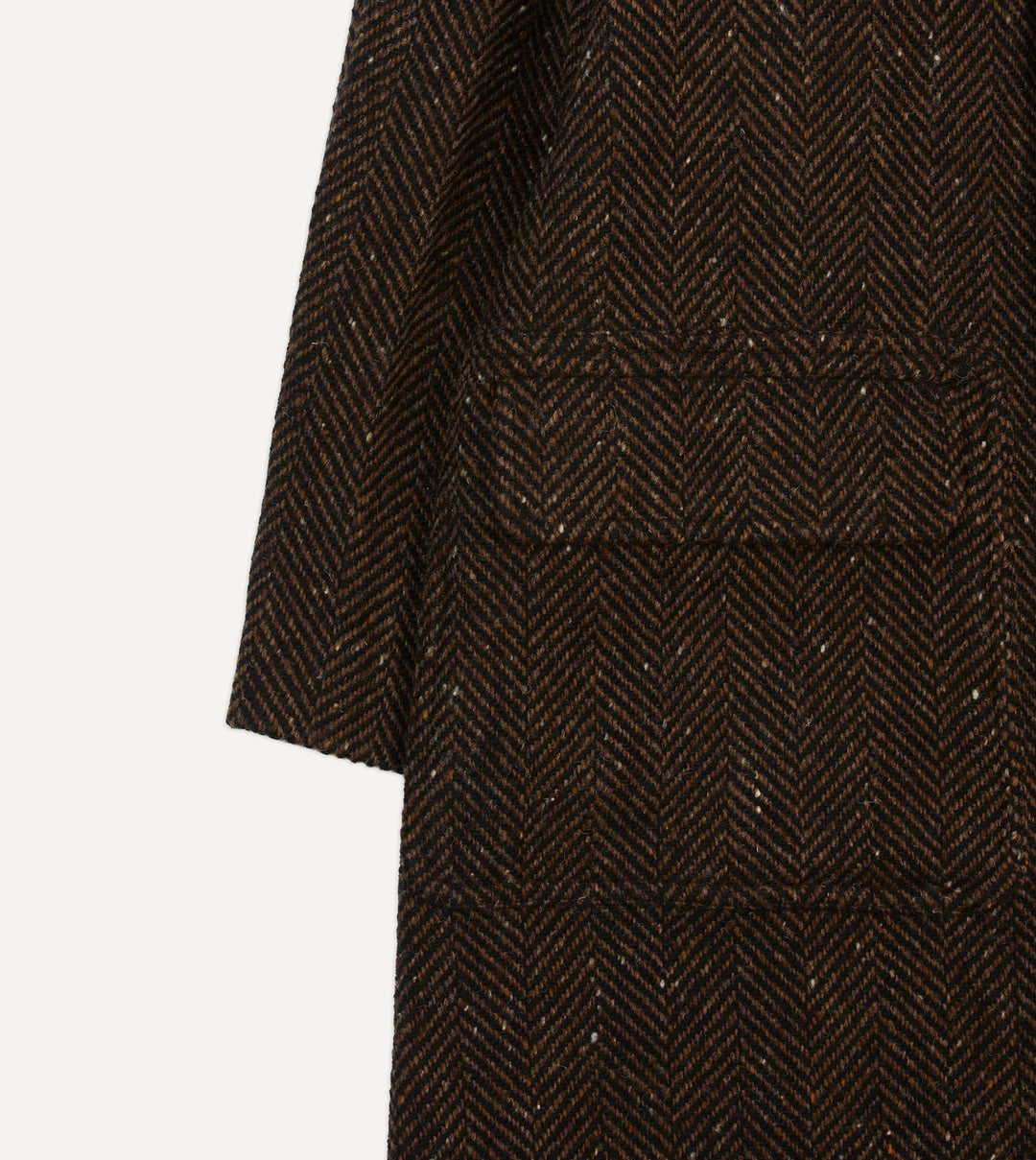 Brown Herringbone Wool Raglan Coat – Drakes