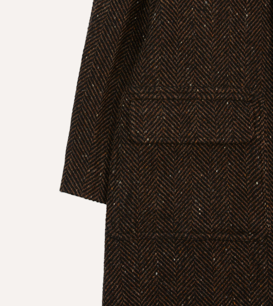 Brown Herringbone Wool Raglan Coat – Drakes