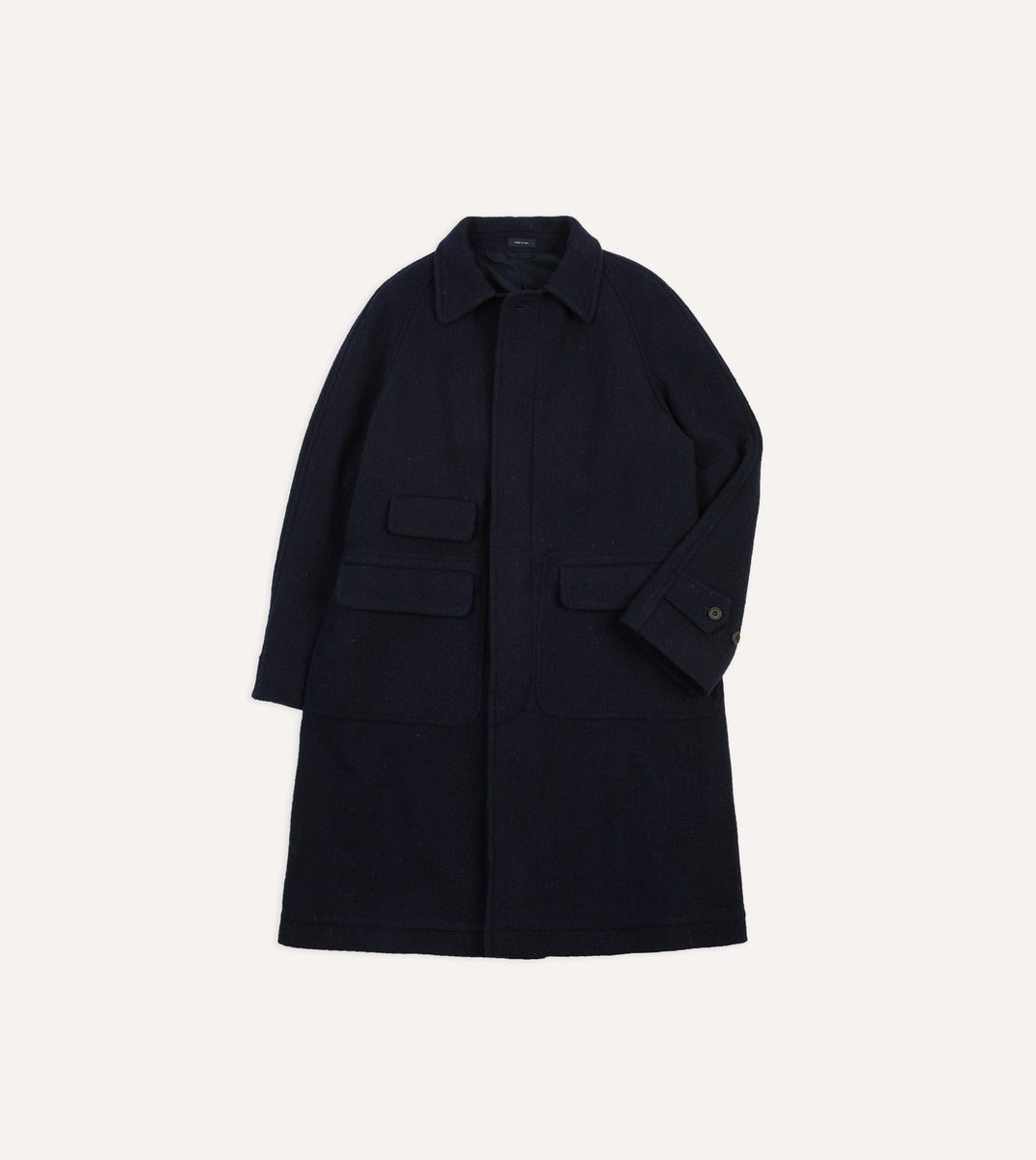Navy Donegal Wool Raglan Coat – Drakes