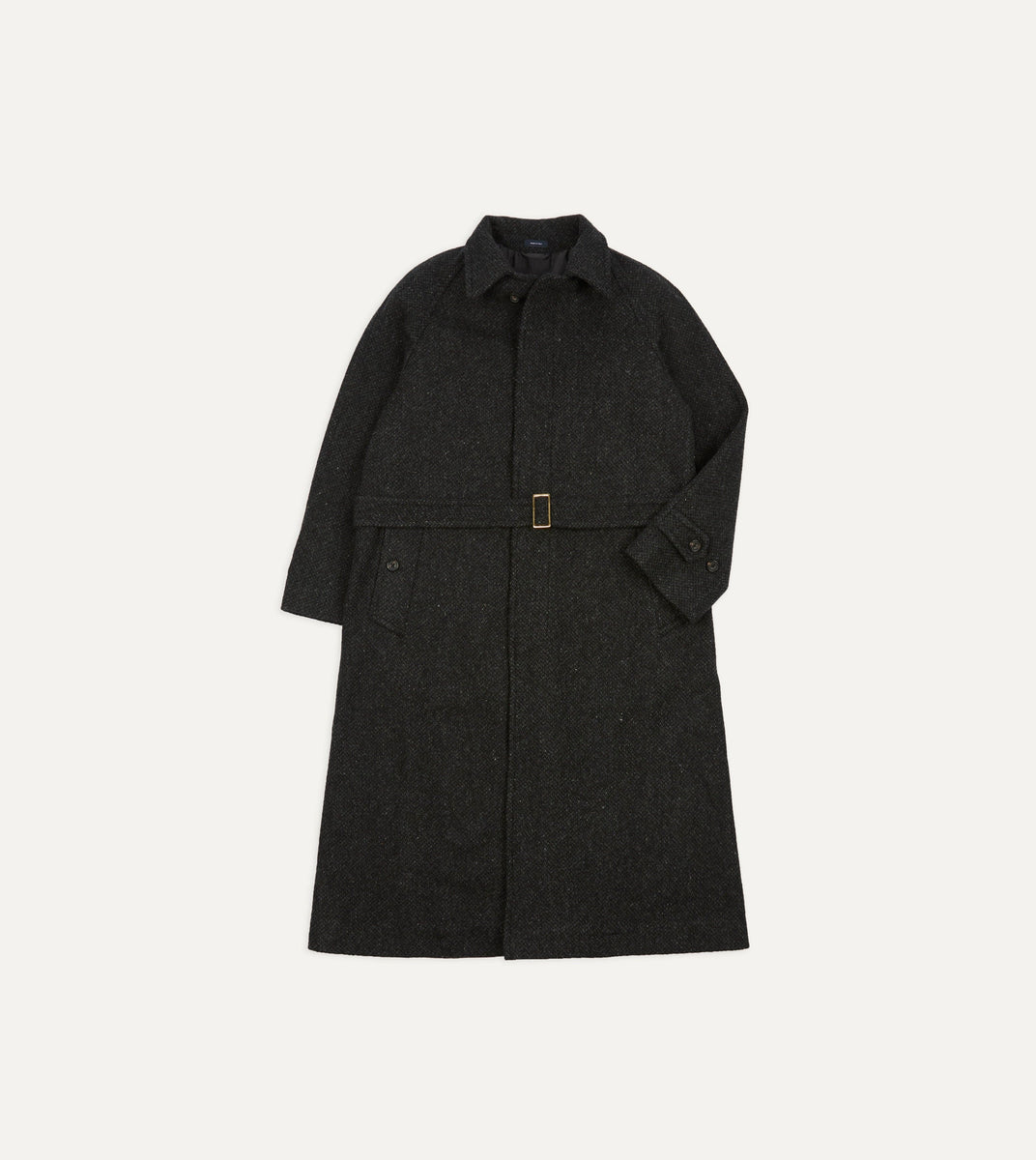 Drake's by A. Levine Black Wool Raglan Overcoat – Drakes
