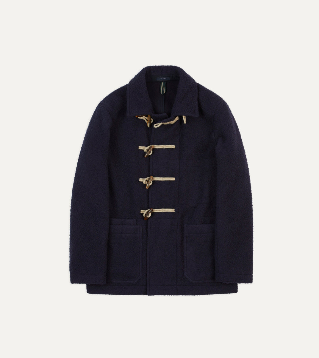 Navy Casentino Wool Short Duffle Coat – Drakes