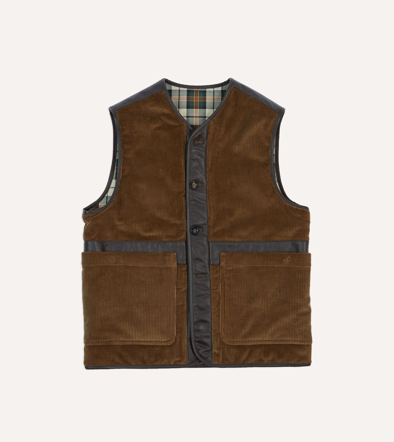 Brown Corduroy Wadded Vest – Drakes