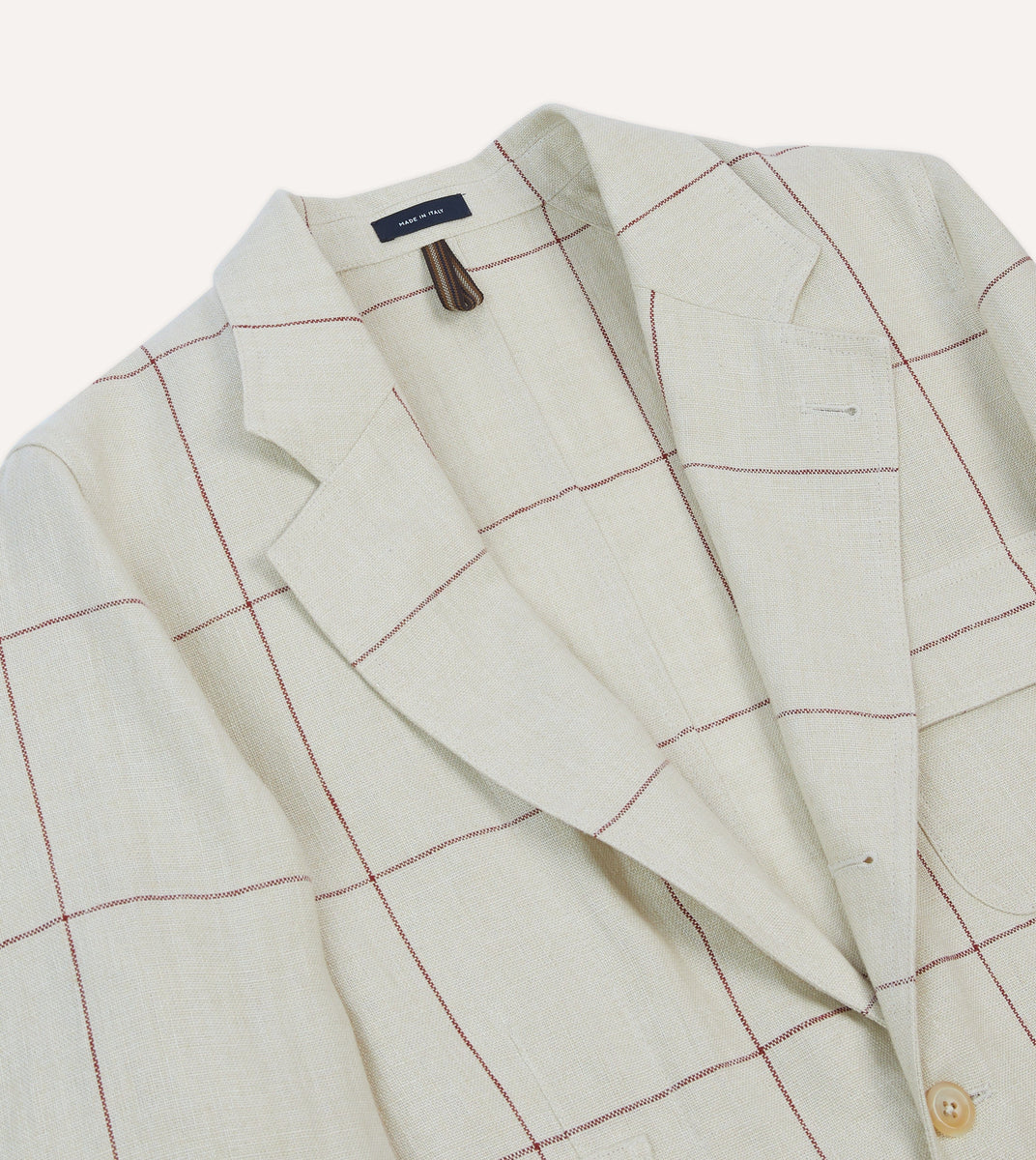 Ecru and Red Windowpane Check Games Blazer Mk. IV – Drakes