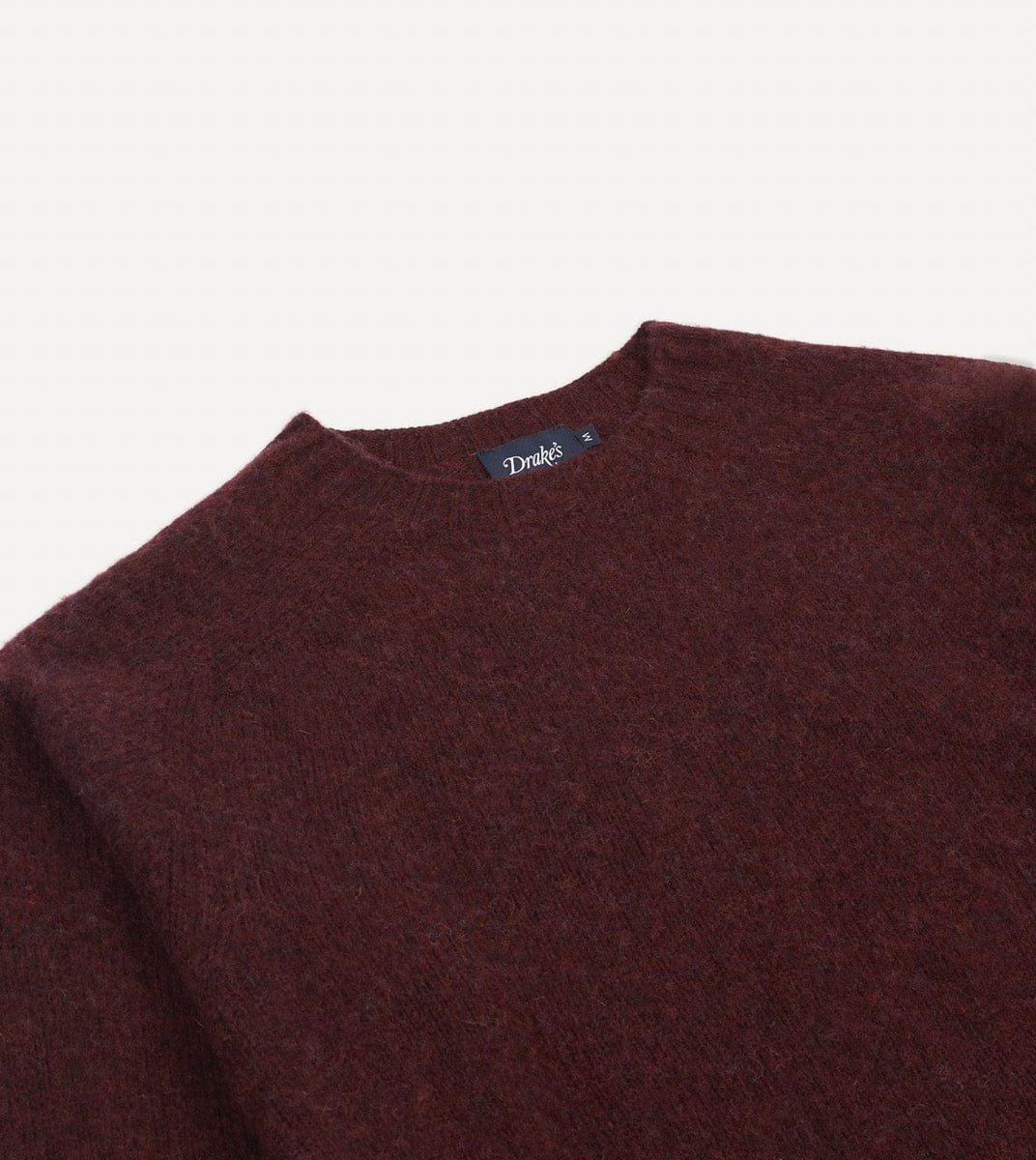 Burgundy Brushed Shetland Crew Neck Jumper – Drakes