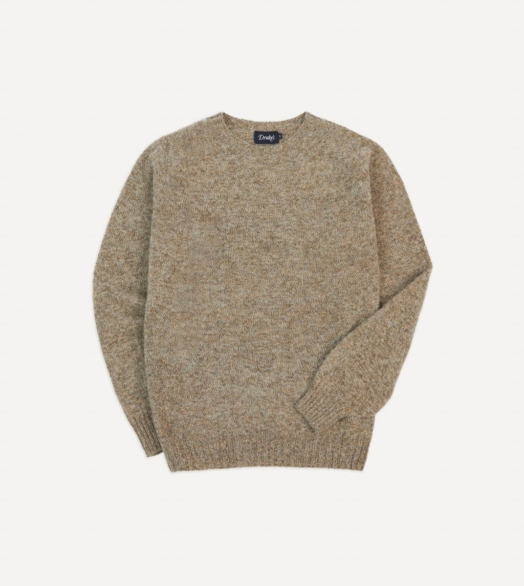 Camel Brushed Shetland Crew Neck Jumper – Drakes