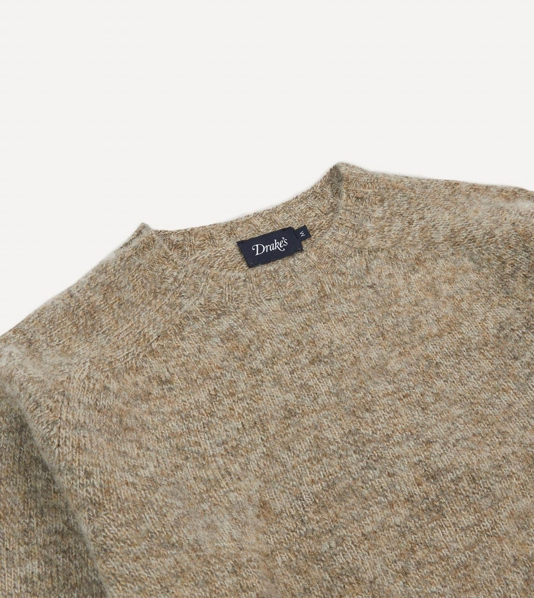 Camel Brushed Shetland Crew Neck Jumper – Drakes