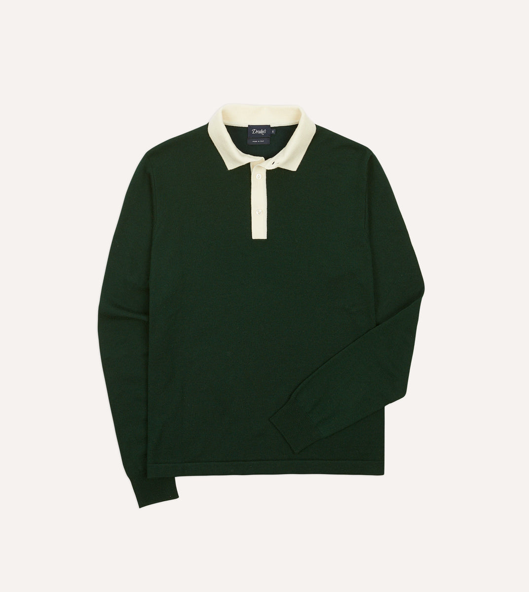 Green Merino Wool Knitted Rugby Shirt – Drakes
