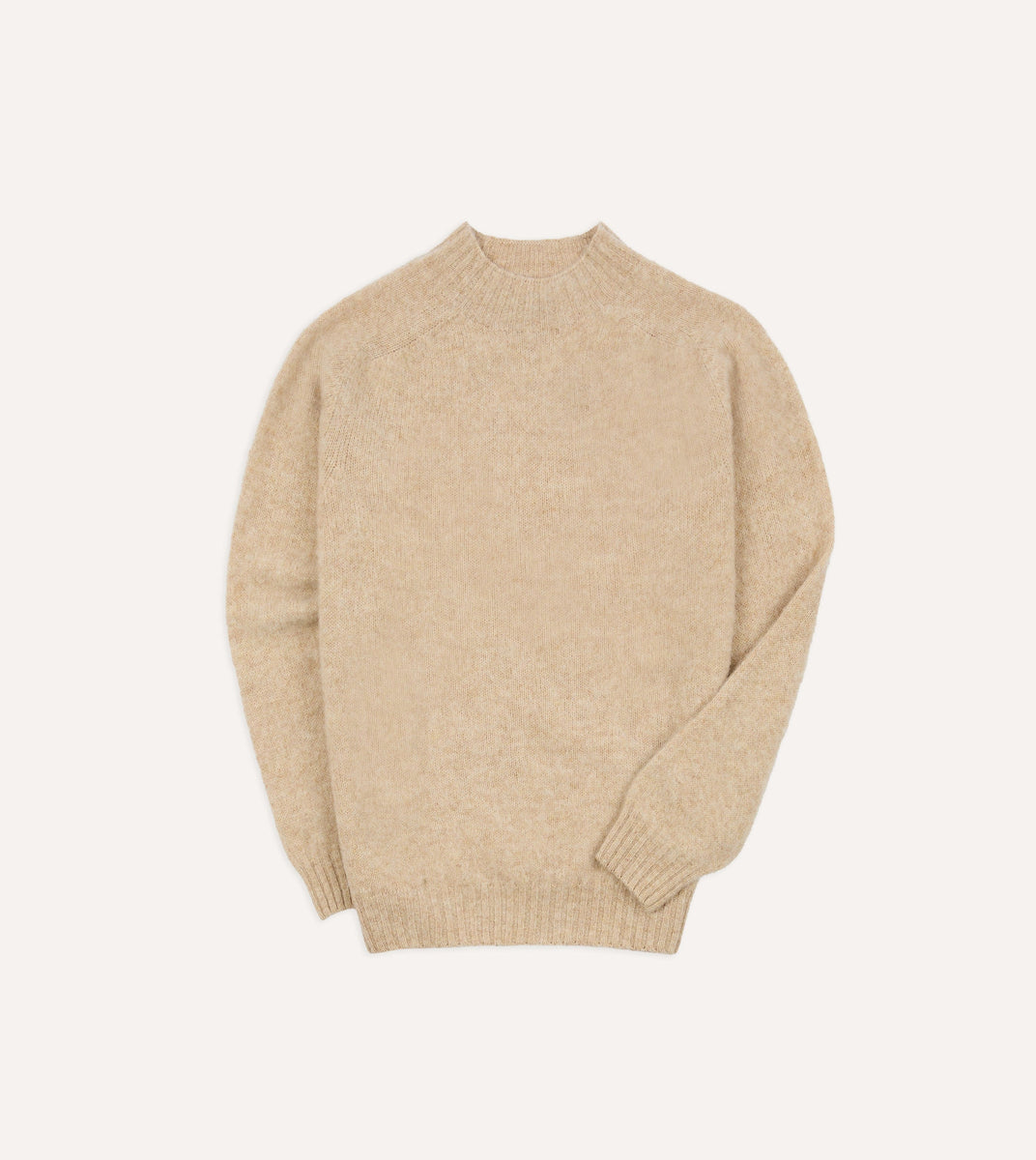 Ecru Brushed Shetland Mock Neck Jumper – Drakes