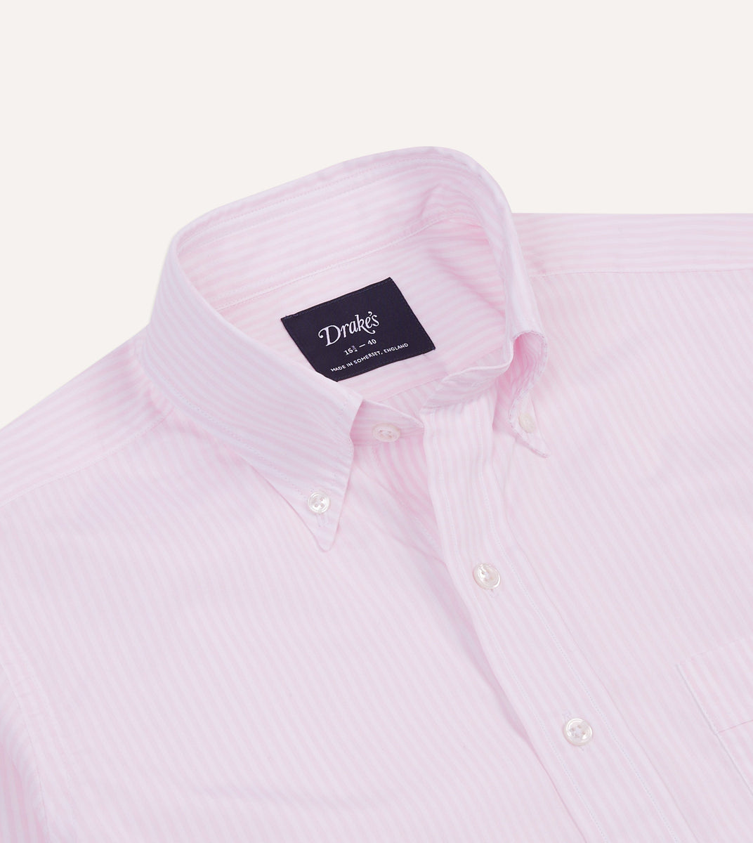 Pink Narrow Stripe Cotton Poplin Button-Down Shirt – Drakes