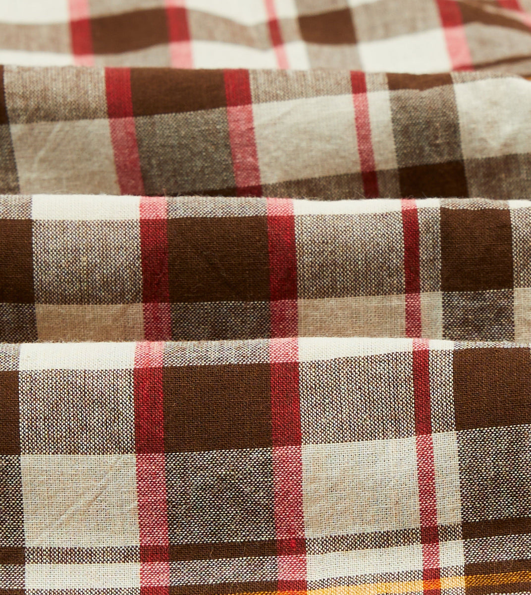 Brown and Red Madras Check Cotton Button-Down Shirt – Drakes