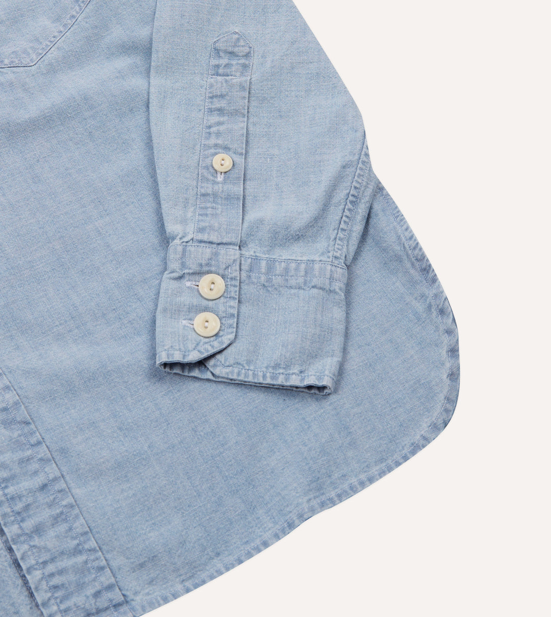 Blue Cotton Chambray Two-Pocket Work Shirt – Drakes