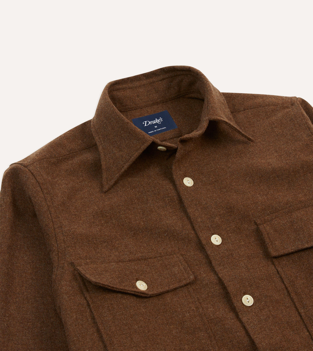 Brown Wool Two-Pocket Work Shirt – Drakes