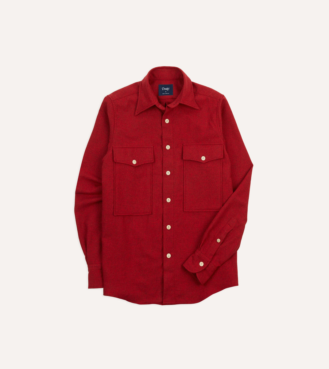 Red Wool Two-Pocket Work Shirt – Drakes