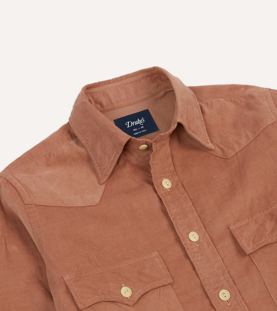 Washed Red Corduroy Two-Pocket Western Shirt – Drakes