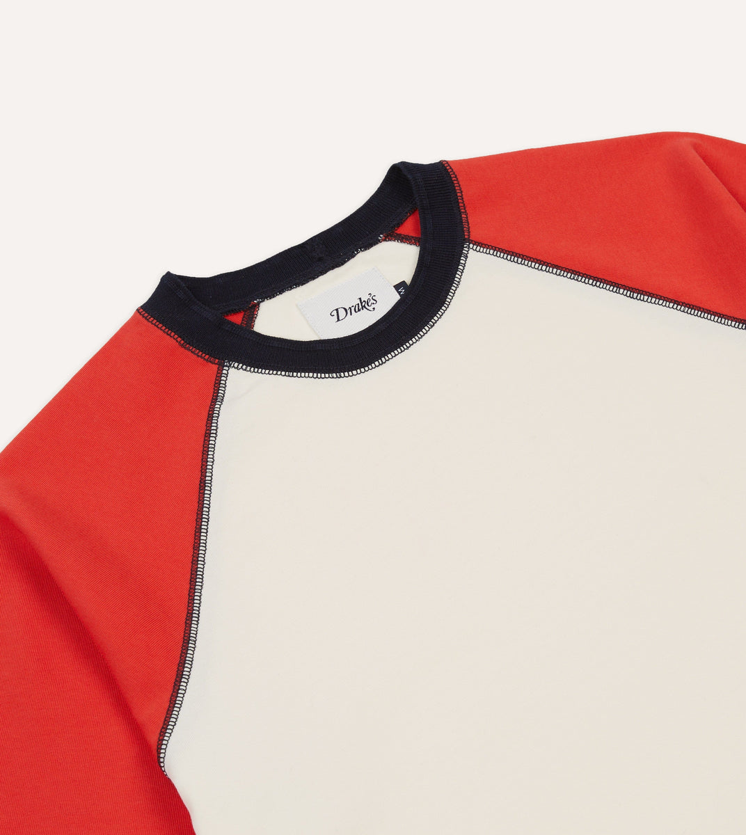 Ecru and Red Raglan Sleeve Hiking T-Shirt – Drakes