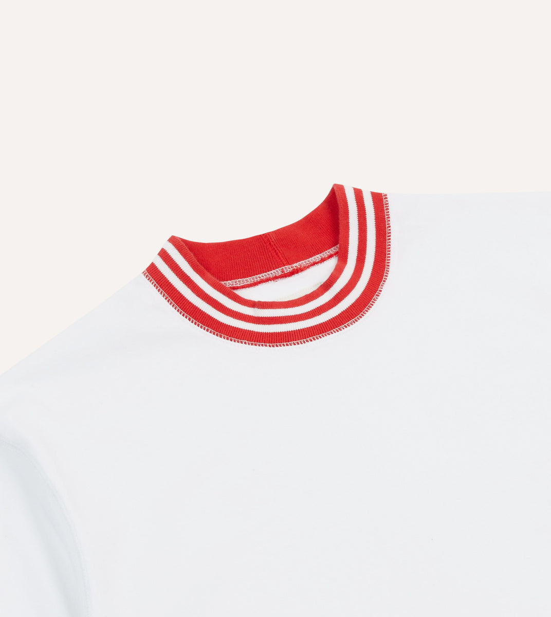 White and Red Tipped Ringer T-Shirt – Drakes