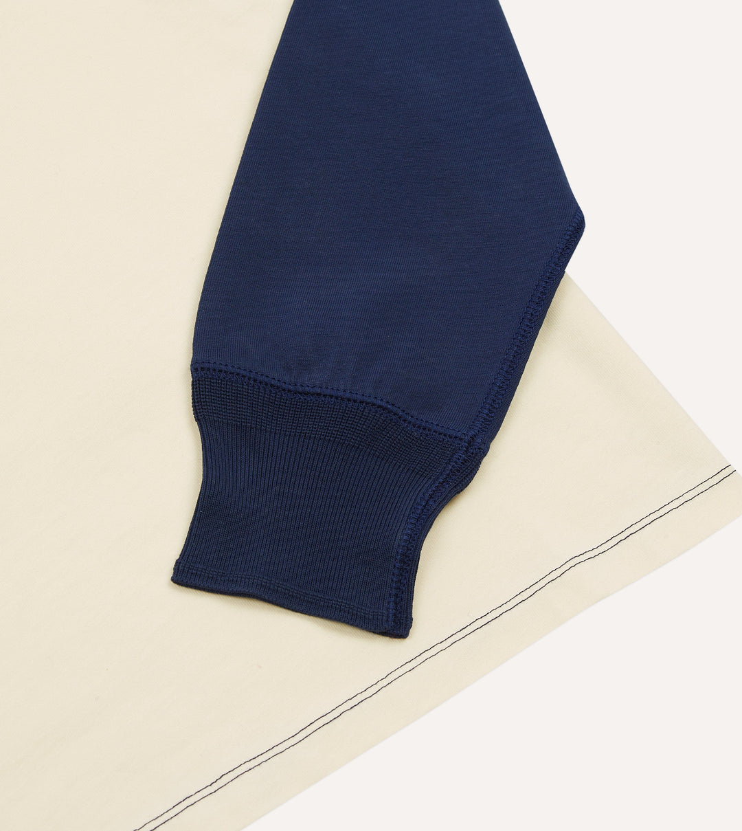 Ecru and Navy Raglan Sleeve Hiking T-Shirt – Drakes