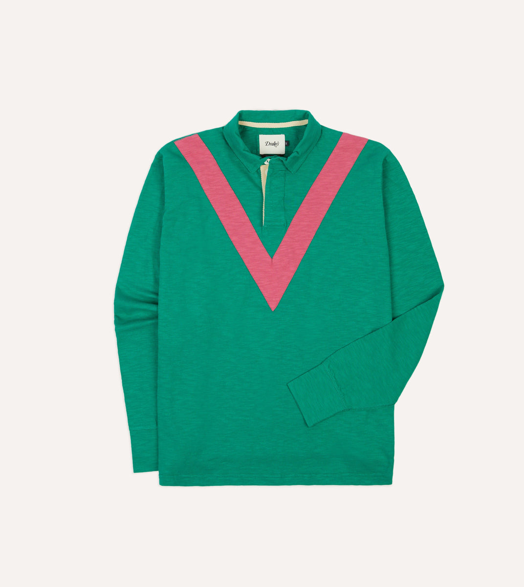 Green and Pink Chevron Flamé Cotton Rugby Shirt – Drakes